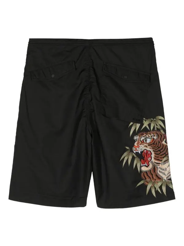 MAHARISHI Embroidered-motif Shorts - Black