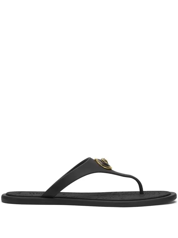 Versace Alia Flat Sandals - Black