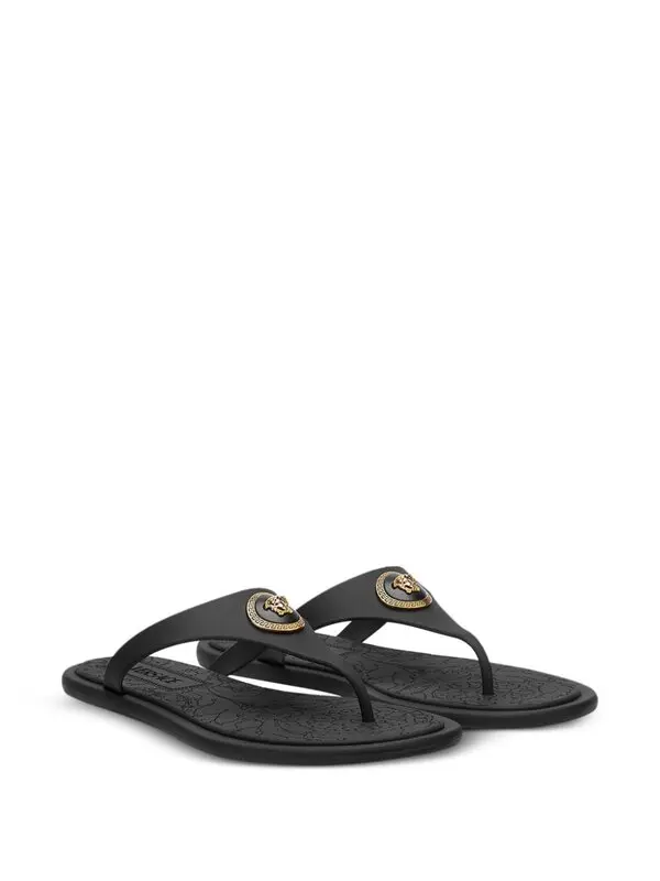 Versace Alia Flat Sandals - Black