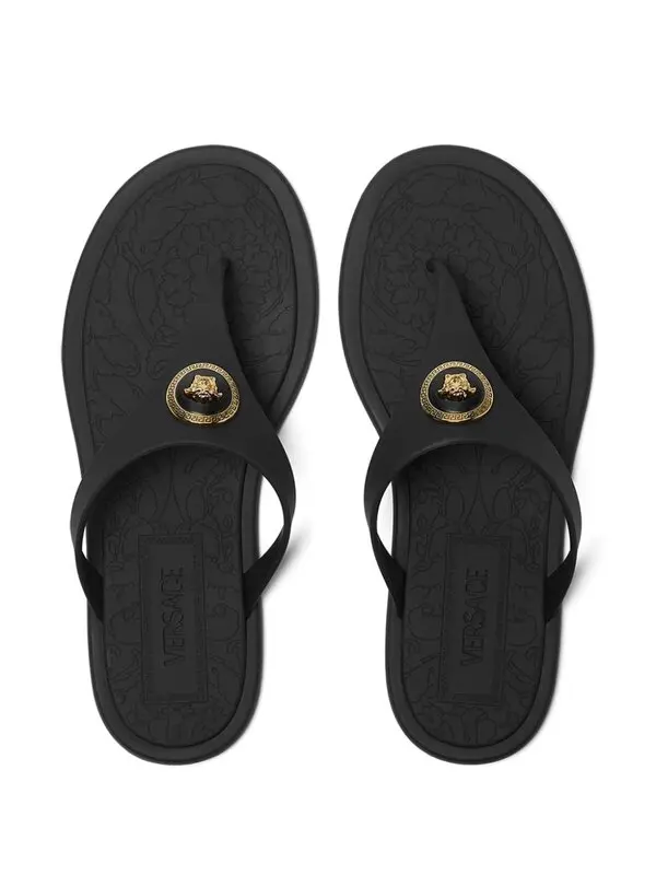 Versace Alia Flat Sandals - Black