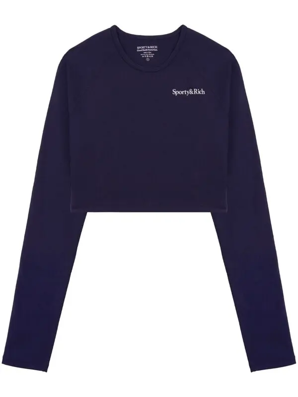 SPORTY & RICH Logo-print Long-sleeve T-shirt - Blue