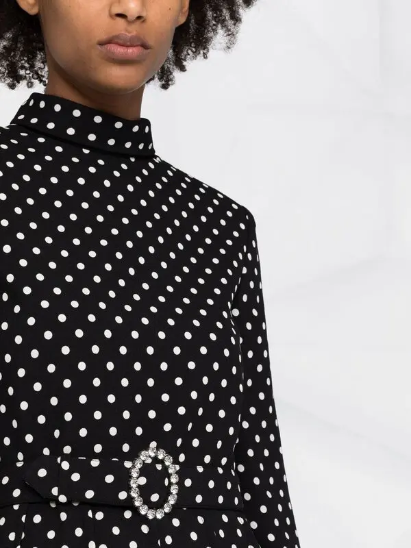 Saint Laurent Belted Polka-dot Mini Dress