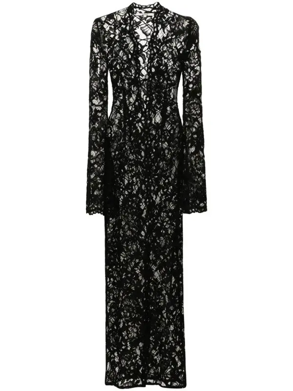 MANURI Sally Lace Midi Dress - Black