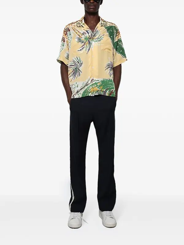 Rhude Palm-print Silk Shirt