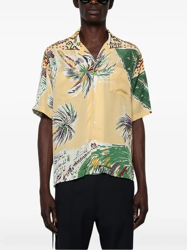 Rhude Palm-print Silk Shirt