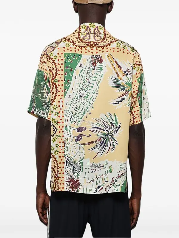 Rhude Palm-print Silk Shirt