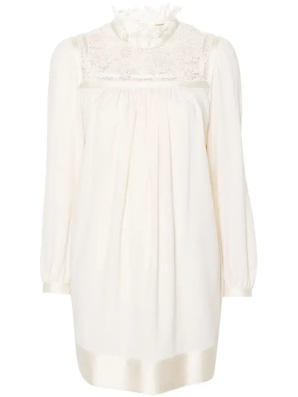 Saint Laurent Mini Dress With Lace Paneling