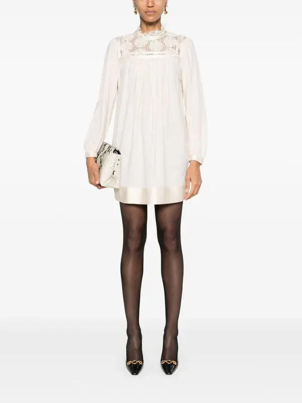 Saint Laurent Mini Dress With Lace Paneling
