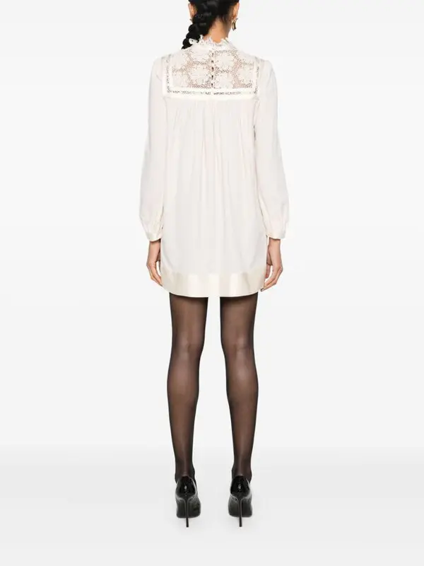 Saint Laurent Mini Dress With Lace Paneling
