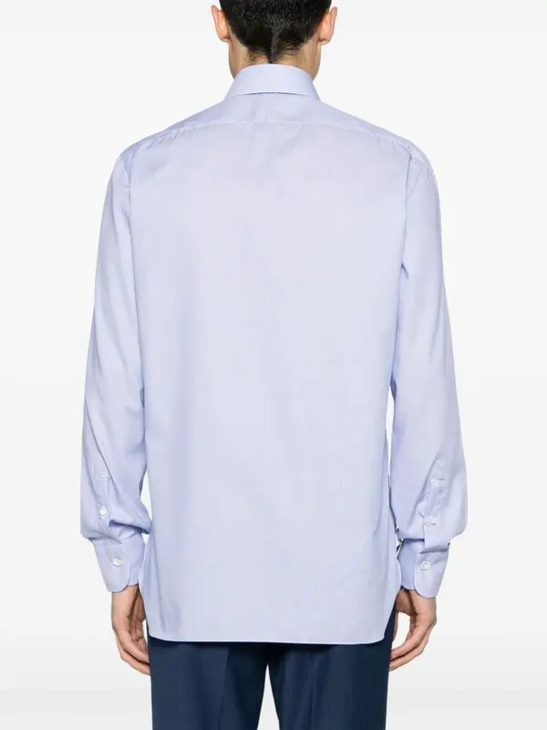 BARBA NAPOLI Jacquard Cotton Shirt - Blue