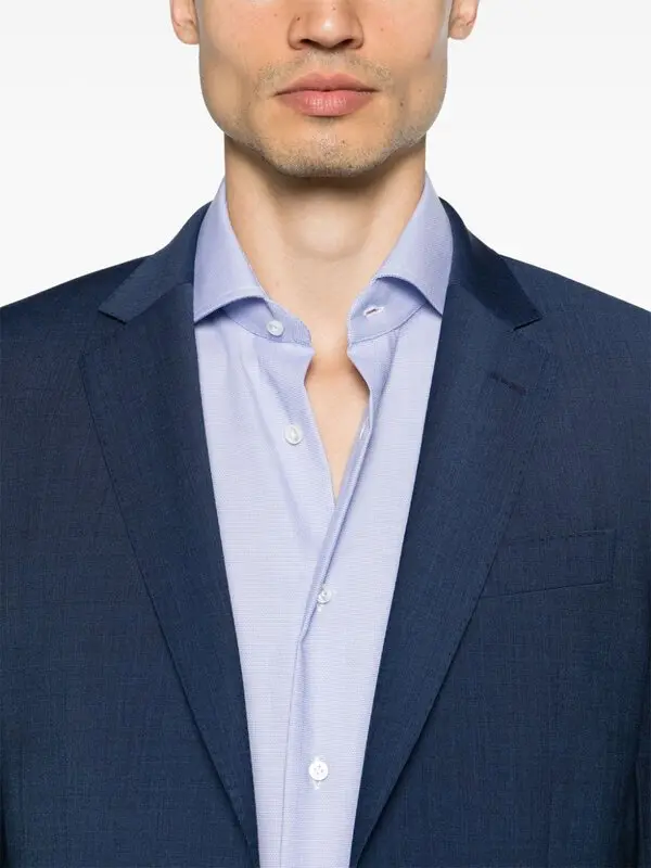 BARBA NAPOLI Jacquard Cotton Shirt - Blue