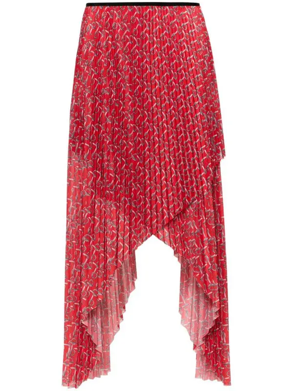 Burberry Pleated B Jersey Skirt - Red