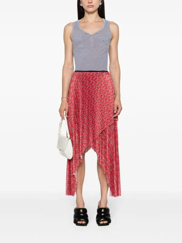 Burberry Pleated B Jersey Skirt - Red