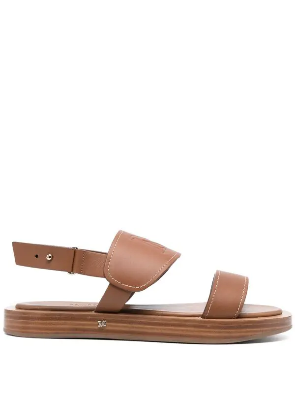 Max Mara Embossed-logo Leather Sandals
