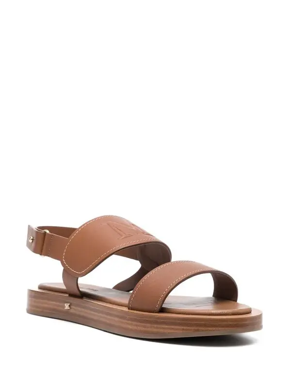 Max Mara Embossed-logo Leather Sandals