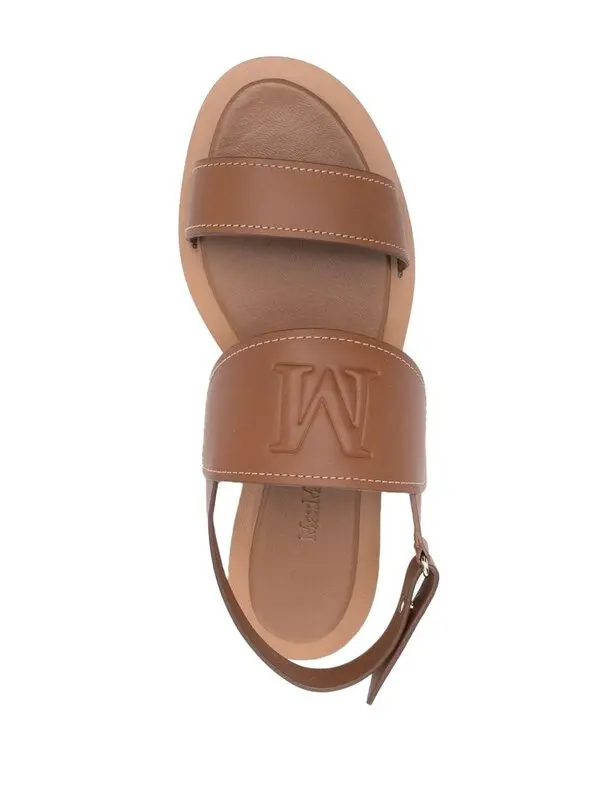 Max Mara Embossed-logo Leather Sandals