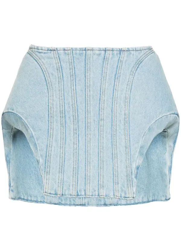 MUGLER Padded Denim Mini Skirt