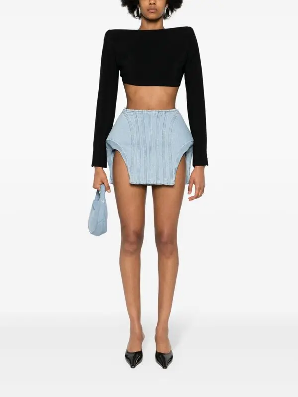 MUGLER Padded Denim Mini Skirt