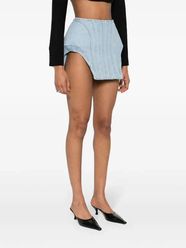 MUGLER Padded Denim Mini Skirt
