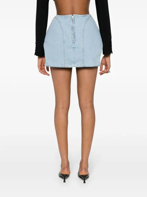 MUGLER Padded Denim Mini Skirt