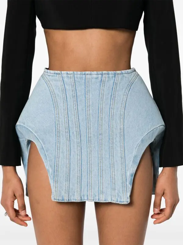 MUGLER Padded Denim Mini Skirt