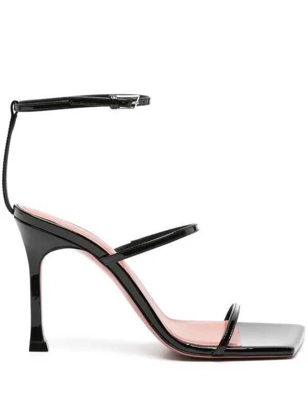 Amina Muaddi Maya 95mm Leather Sandals - Black