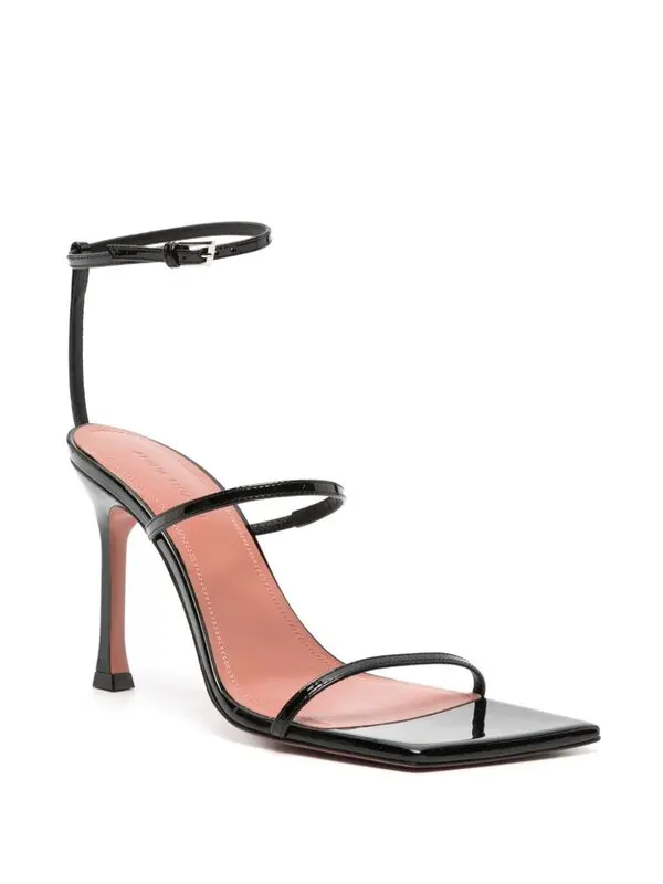 Amina Muaddi Maya 95mm Leather Sandals - Black