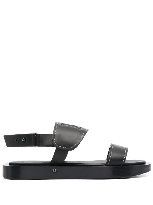 Max Mara Debossed-logo Leather Sandals