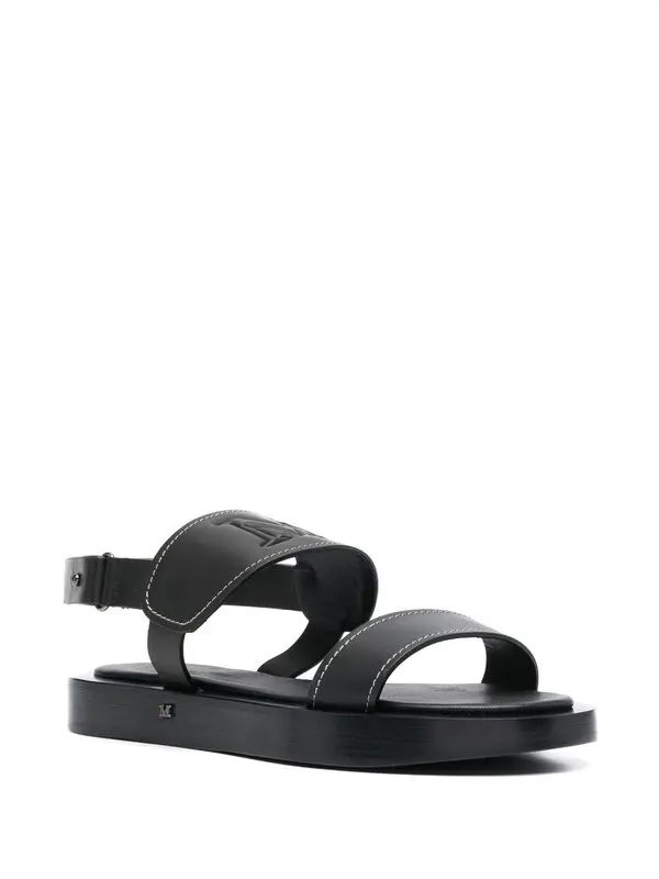 Max Mara Debossed-logo Leather Sandals