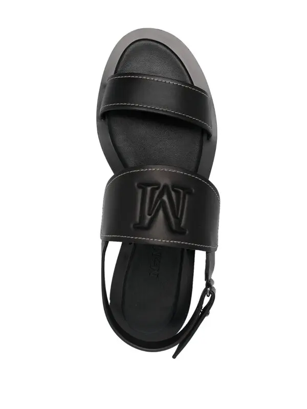 Max Mara Debossed-logo Leather Sandals