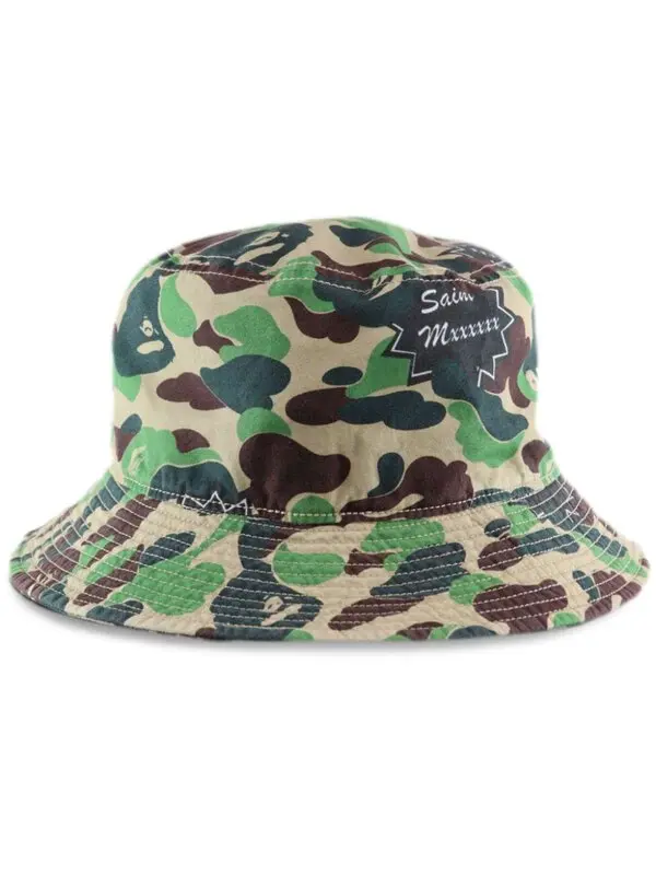 SAINT MXXXXXX X A Bathing Ape Camo Bucket Hat - Green