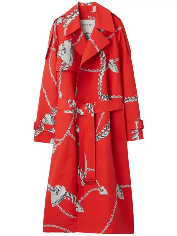 Burberry Shield Hardware Taffeta Trench Coat - Red