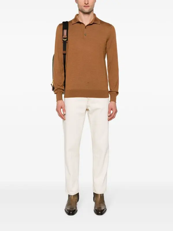 Zegna Foliage Cashseta Polo Shirt - Brown