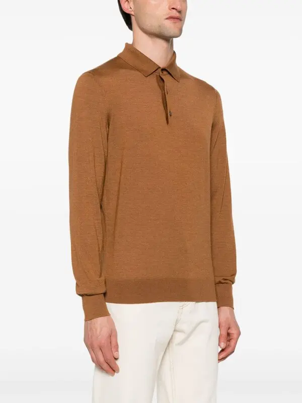 Zegna Foliage Cashseta Polo Shirt - Brown