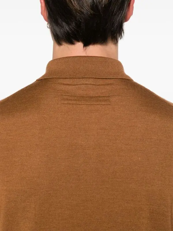 Zegna Foliage Cashseta Polo Shirt - Brown