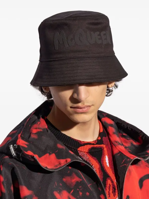 Alexander McQueen Graffiti Logo Bucket Hat - Black