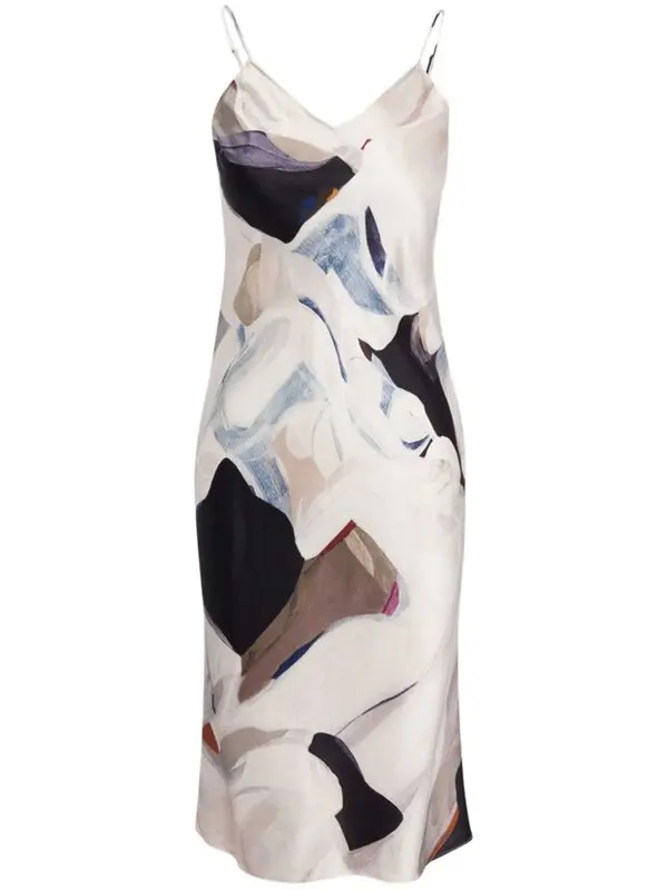 ACE HARPER Abstract-print Midi Dress - Neutrals
