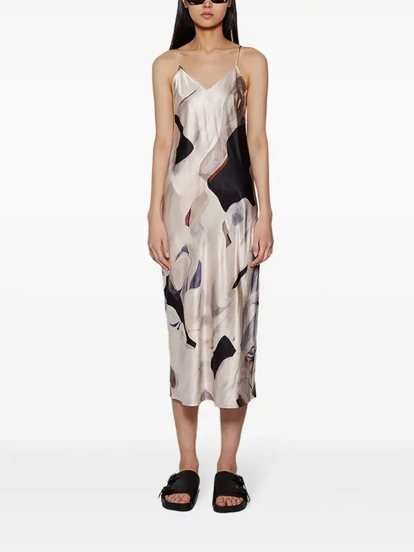 ACE HARPER Abstract-print Midi Dress - Neutrals