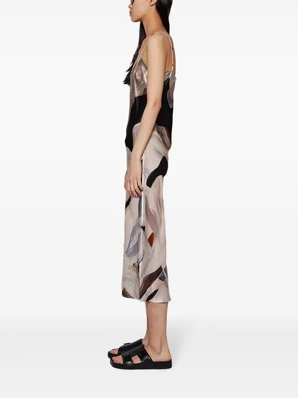 ACE HARPER Abstract-print Midi Dress - Neutrals