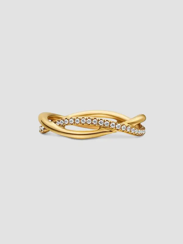 David Yurman Infinity Band Ring In 18k Yellow Gold - Diamond
