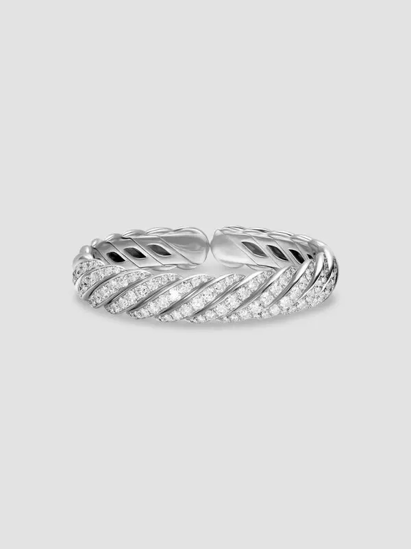 David Yurman Sculpted Cable Flex Bracelet In 18k White Gold
