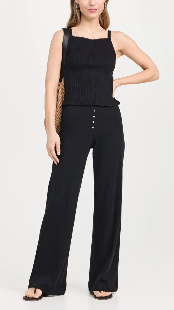 LESET Pointelle Boxer Pants - Black