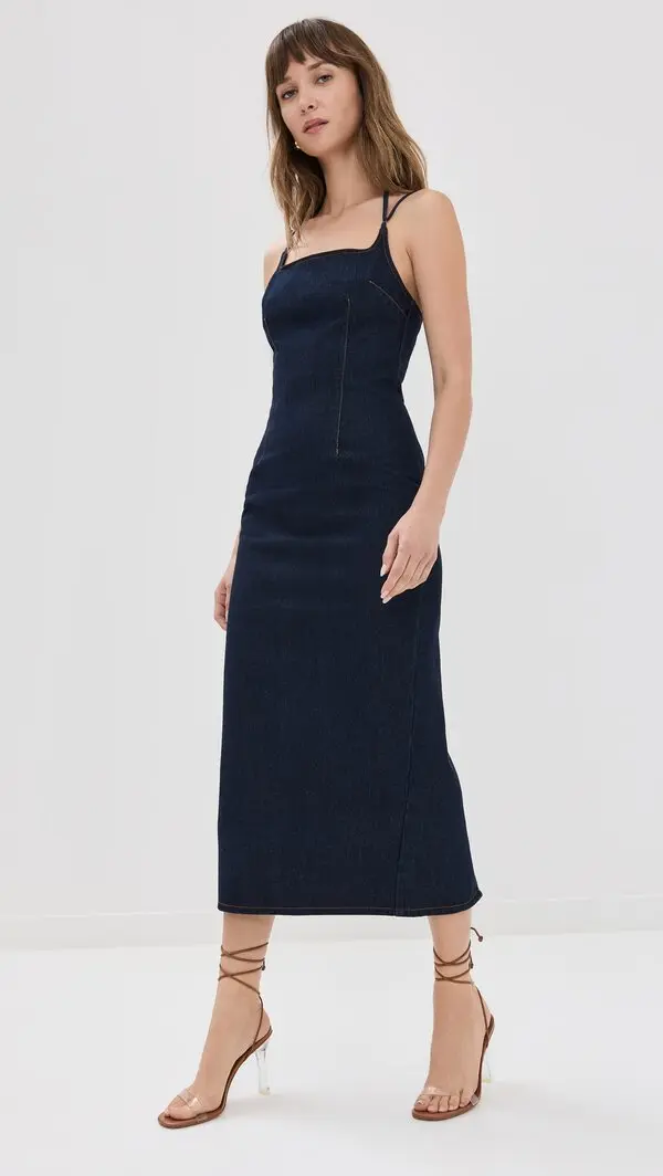 Lioness Birkin Midi Denim Dress In Indigo - 40% Off | Editorialist
