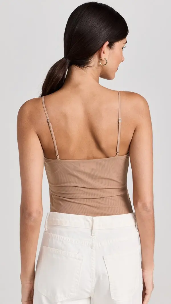 L'Agence Gelina Ruched Thong Bodysuit - Dark Cappuccino