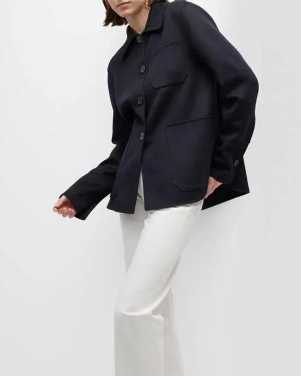 JIL SANDER Brushed Cashmere-blend Shirt Jacket - Navy
