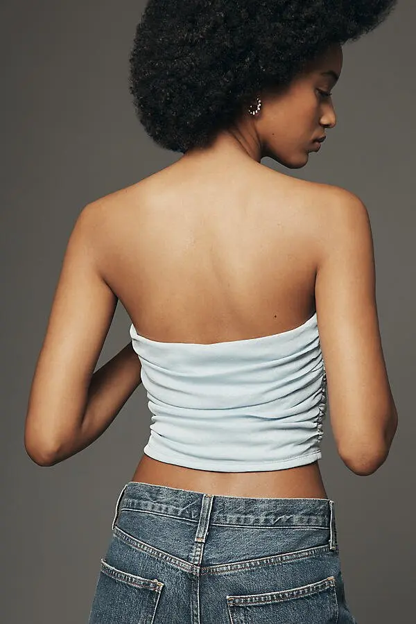 Anthropologie Strapless Sculpted Top - Light Blue