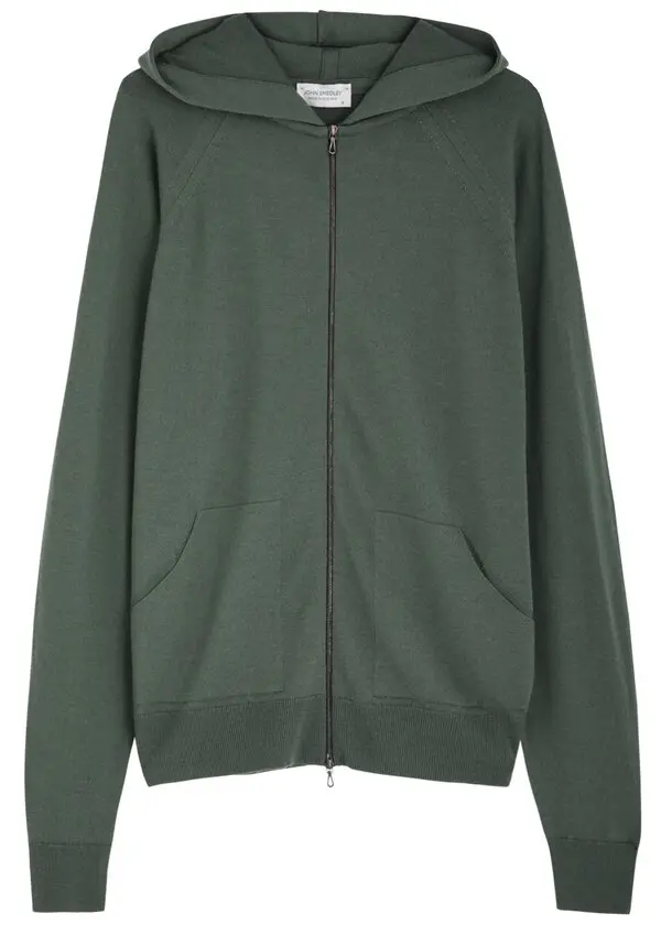 John Smedley Carty Hooded Wool Sweatshirt - Dark Green