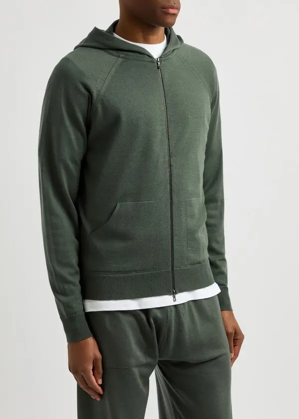 John Smedley Carty Hooded Wool Sweatshirt - Dark Green