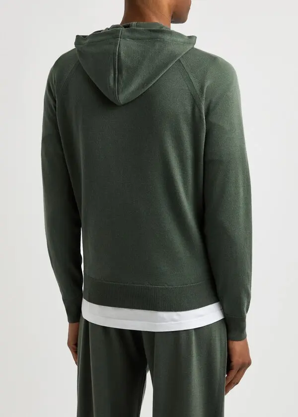 John Smedley Carty Hooded Wool Sweatshirt - Dark Green