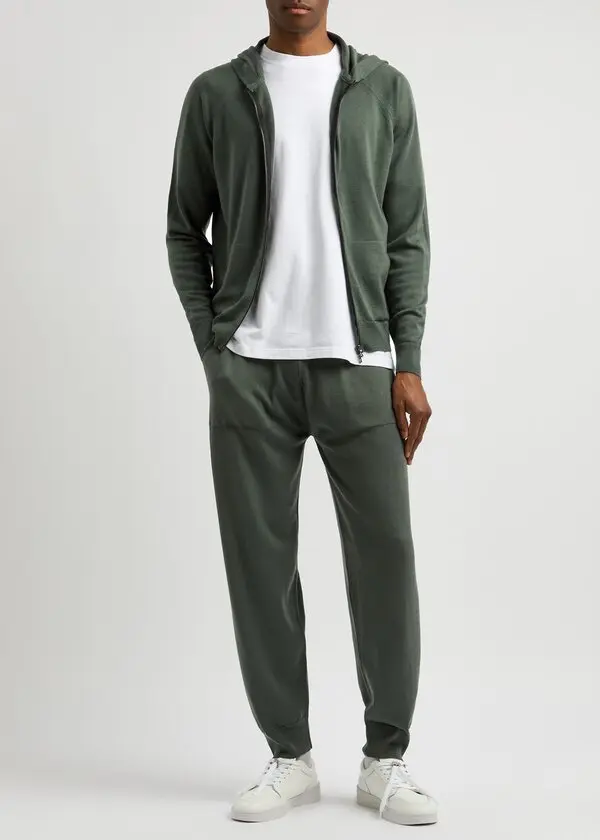John Smedley Carty Hooded Wool Sweatshirt - Dark Green